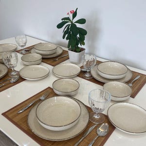 Beige Modern Porcelain Dinnerware Set: Salad Bowl & Plate Tableware - Etsy