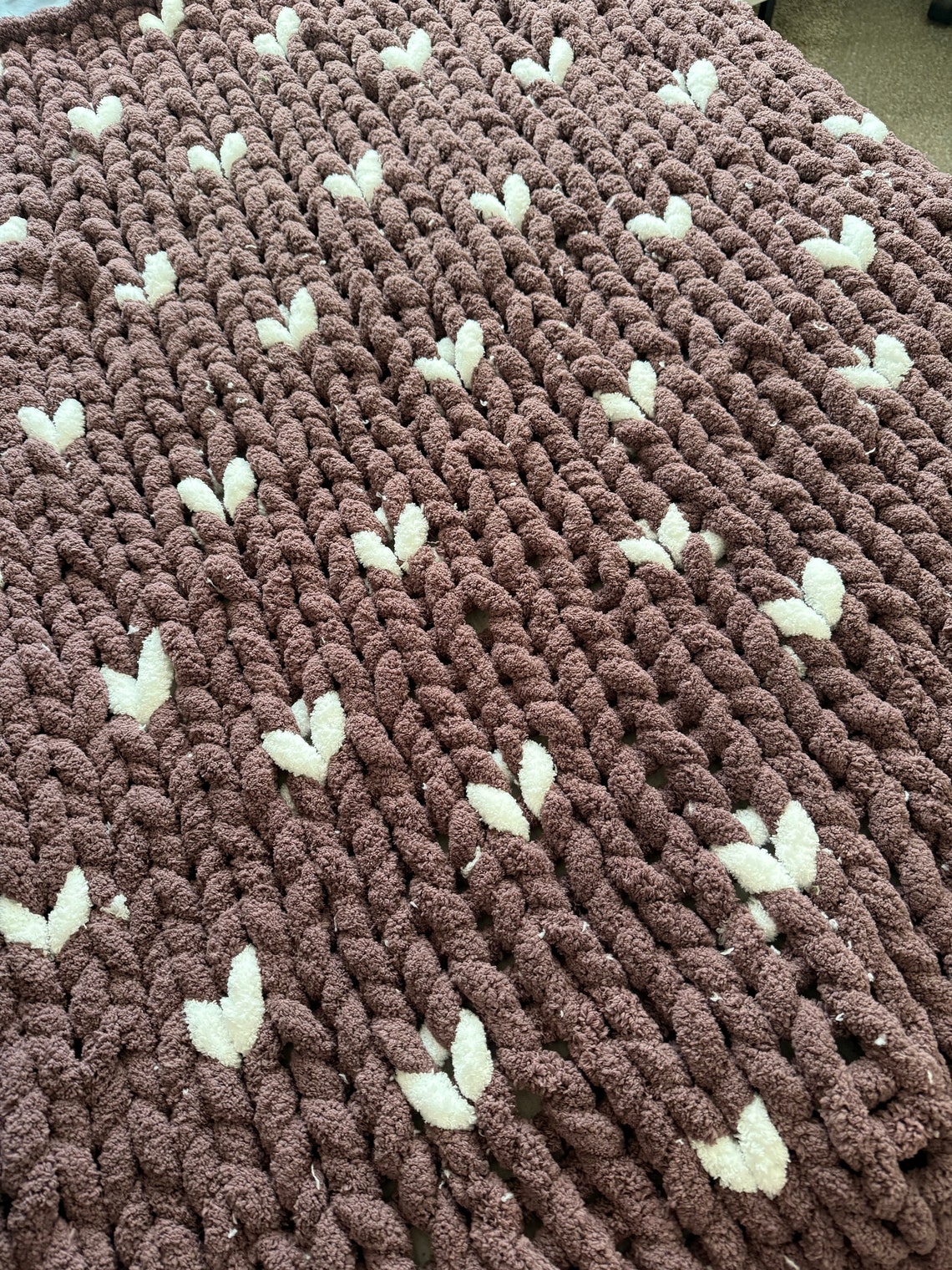 Finger-knitted Chunky Blanket – Plush Handmade Throw – Gift Ready ...