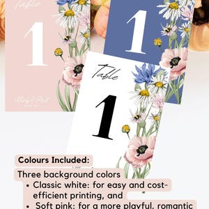 Wedding or Baby Shower Table Numbers | Romantic Wildflowers BEE ...