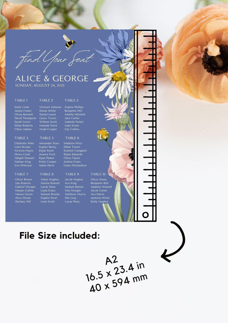 Find Your Seat Wedding Seating Chart | Romantic Wildflowers BEE ...