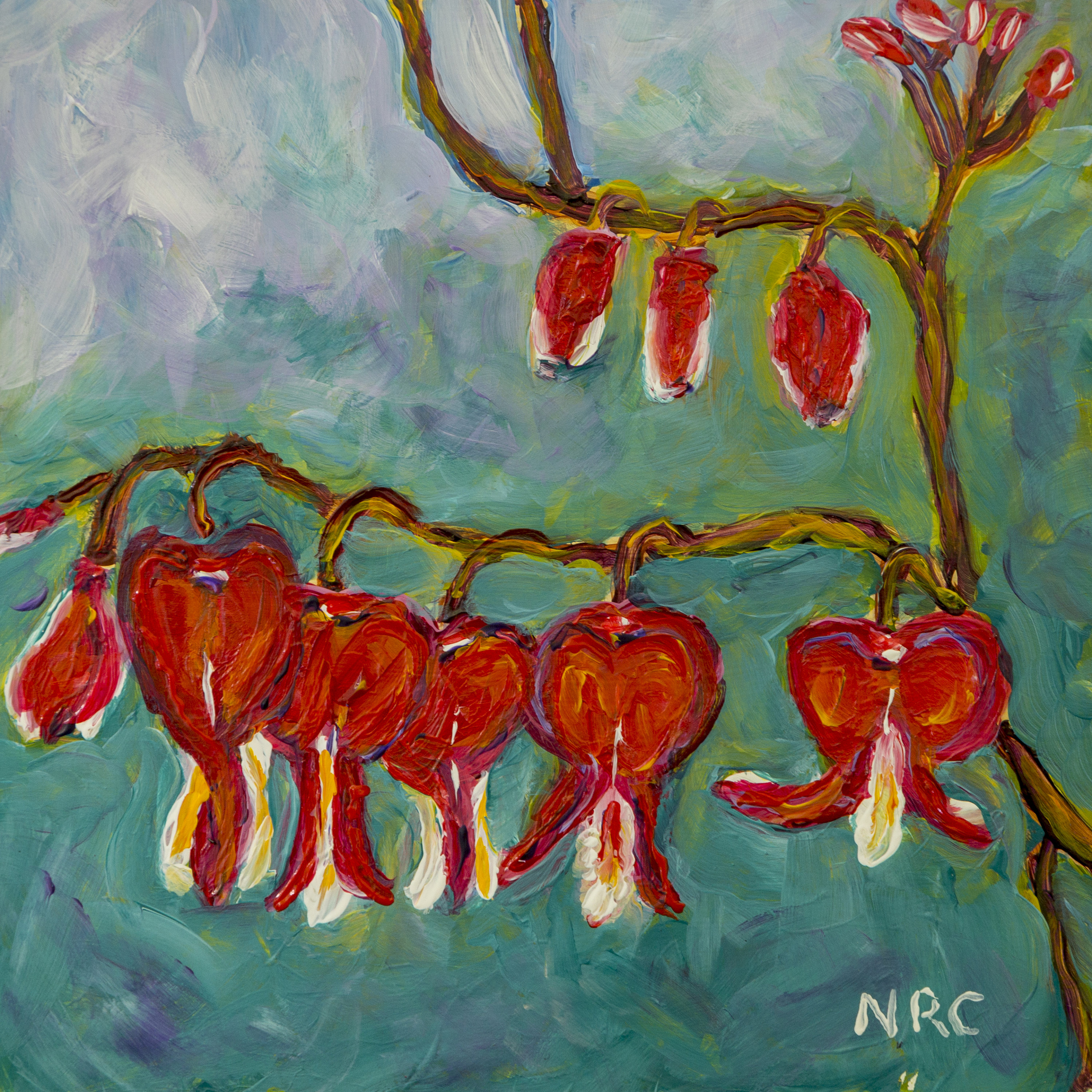 Bright and Cheerful Bleeding Heart Flower Acrylic Painting - Etsy
