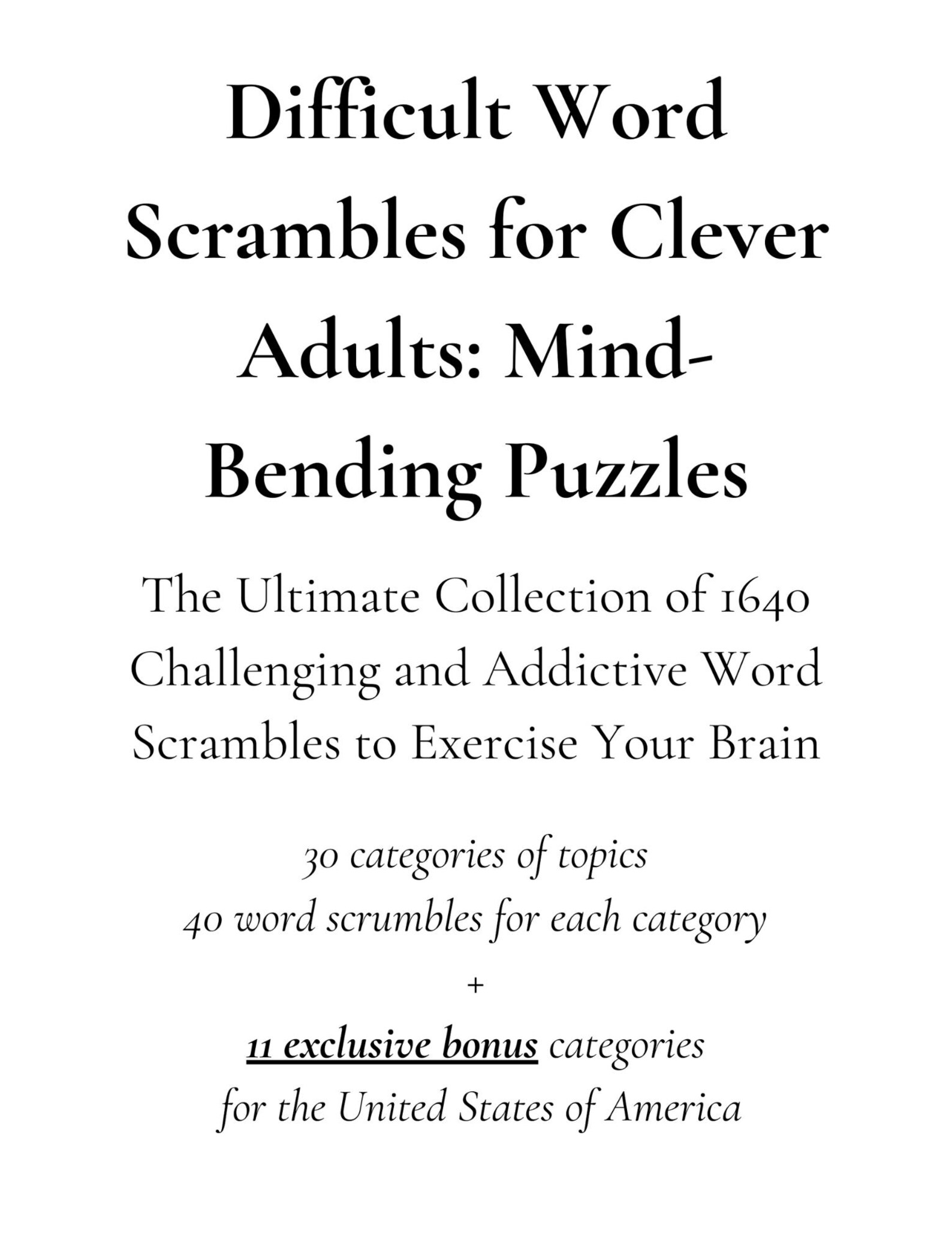 Challenging Word Scramble Puzzle Book for Adults: 1640 Brain-teasing ...