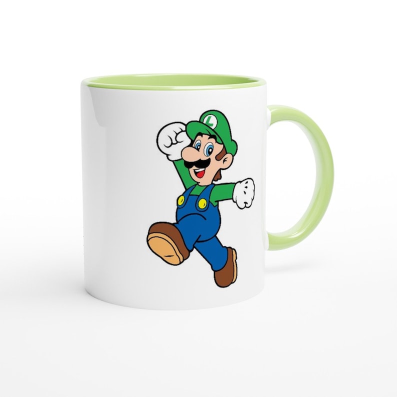 Super Mario Bros. - LUIGI - White 11oz Ceramic Mug With Color Inside ...