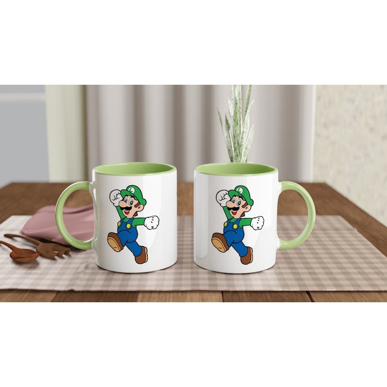 Super Mario Bros. - LUIGI - White 11oz Ceramic Mug With Color Inside ...