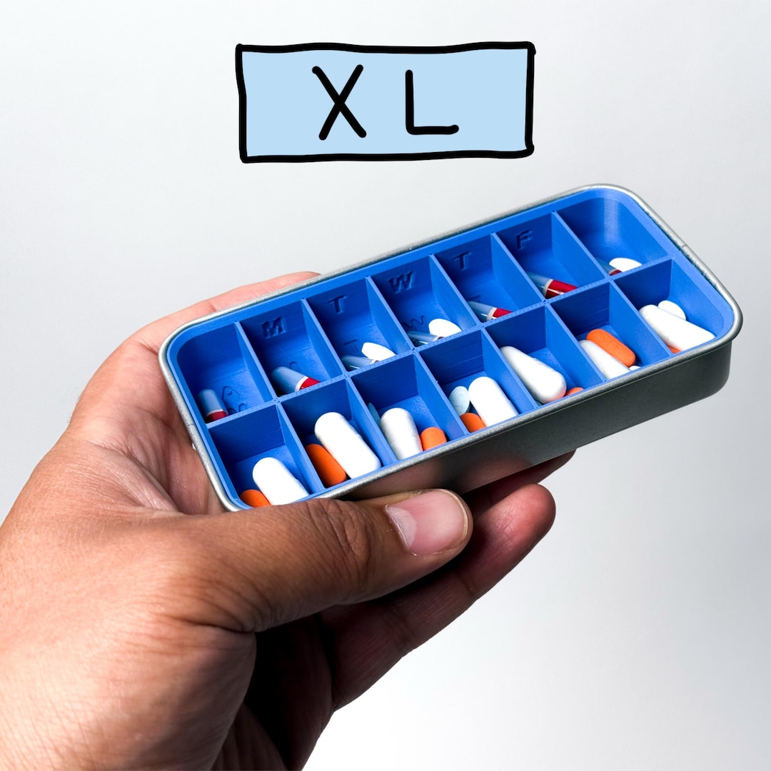 NEW Custom 7 Day Pill Case for Him XL Compact Medication Organizer ...