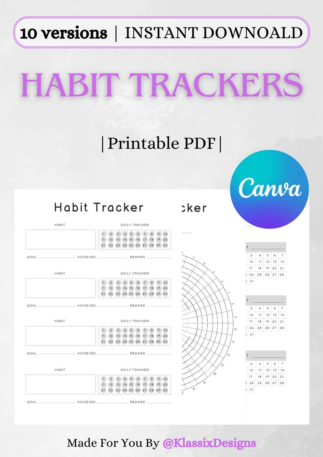 Printable Habit Mood Tracker: Wellness Planner (a4/a5/letter PDF) - Etsy