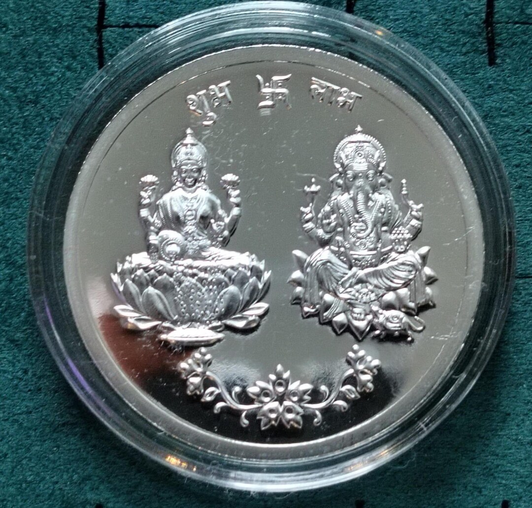 Puja Silver Coins Pure 999 - Ganesha and Lakshmi 10 Grams - Etsy