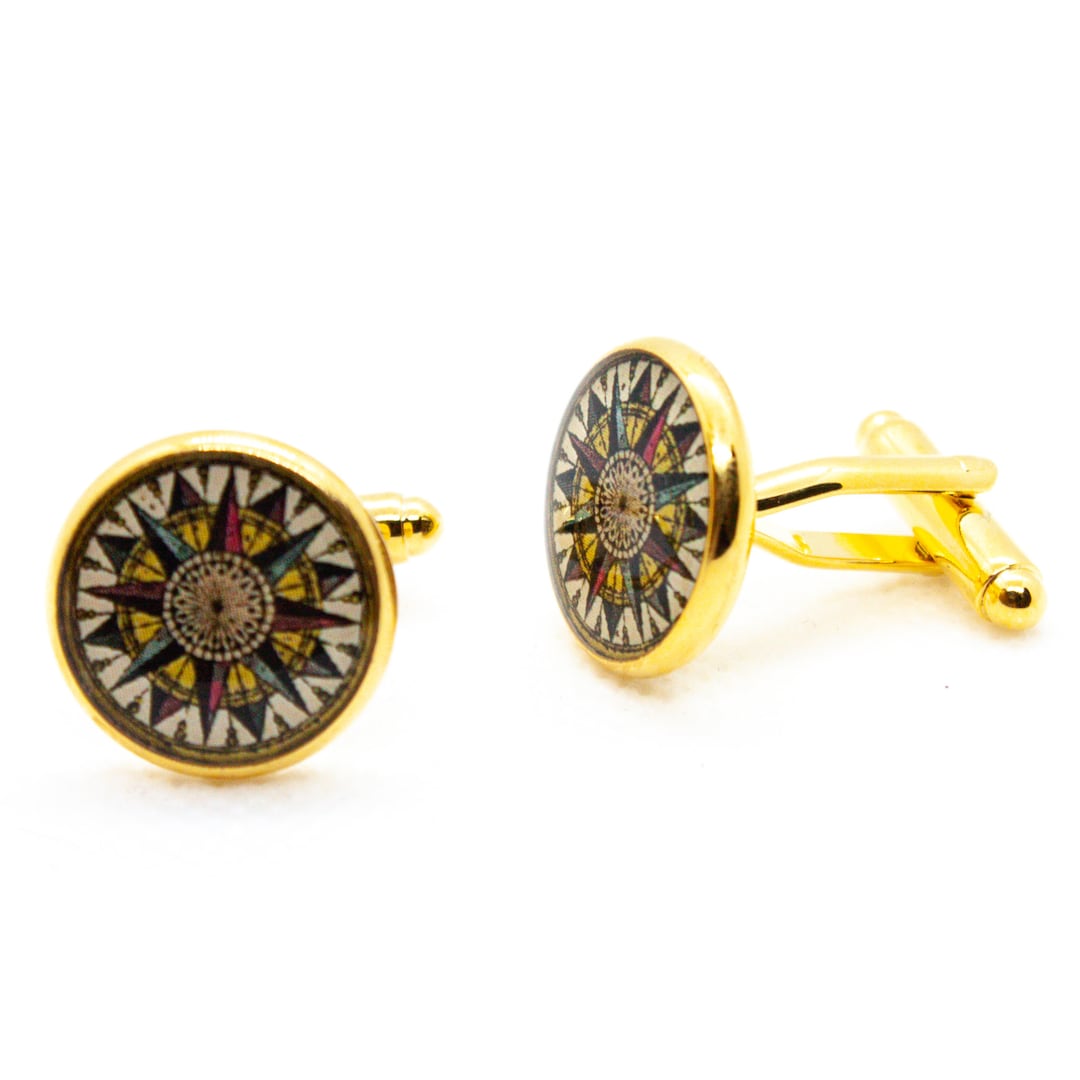 Compass Cufflinks / Gold Nautical Cuff Links Gift - Etsy
