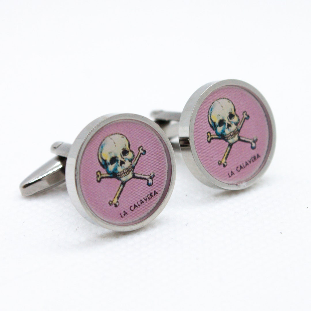 Skull Crossbones Cufflinks / Pink Goth Halloween Skull Cuff Links, Gift ...