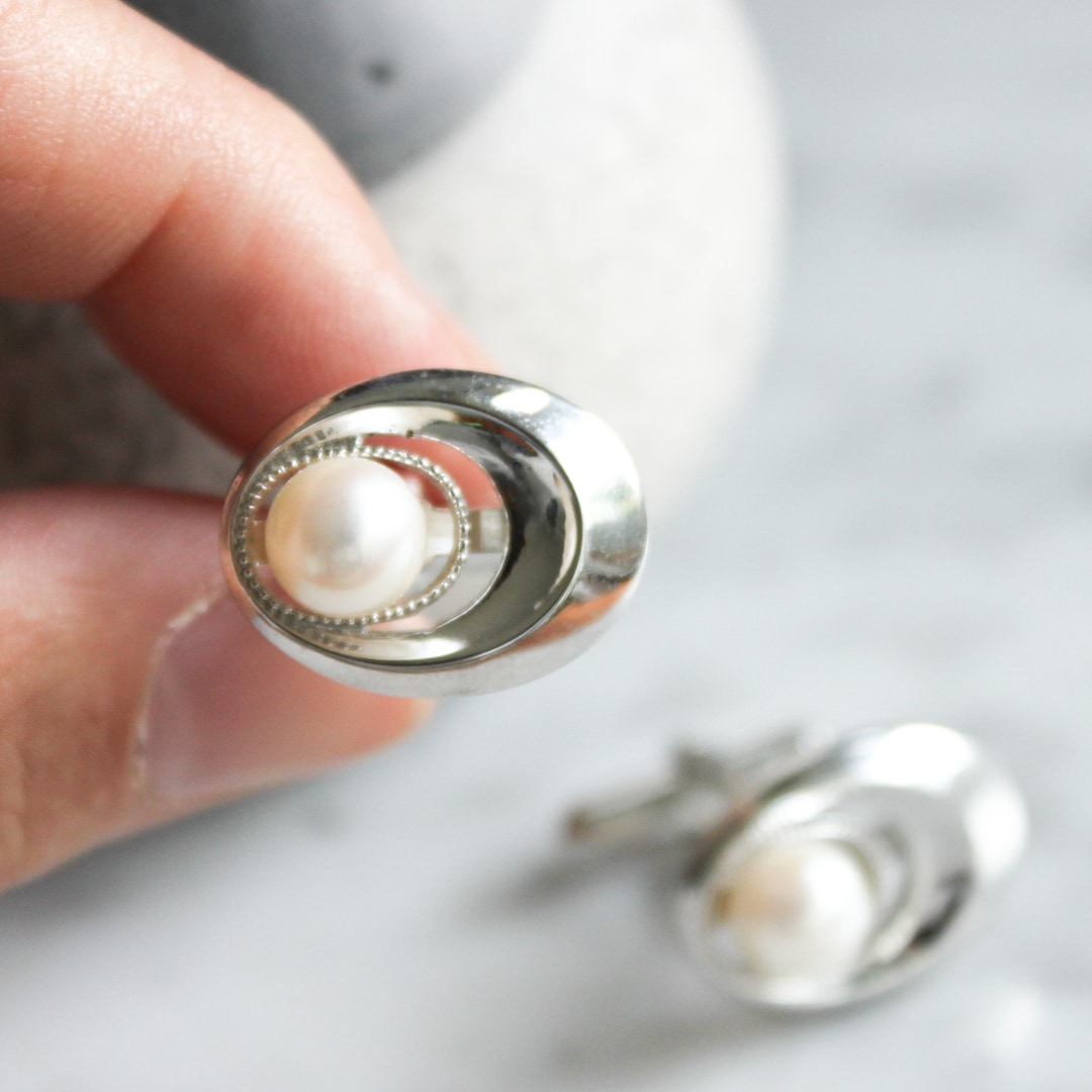 Vintage Mother of Pearl Sterling Silver Cufflinks / Antique ...