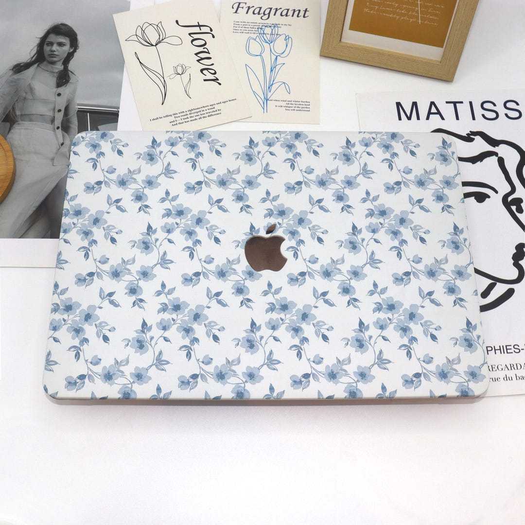 Light Blue Floral MacBook Case Hard Protective Case Laptop Cover for ...