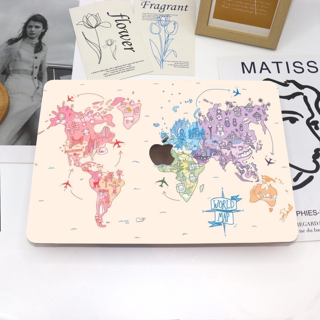 World Map Cultural Icon MacBook Case, Apple Laptop Case,macbook Air15 ...