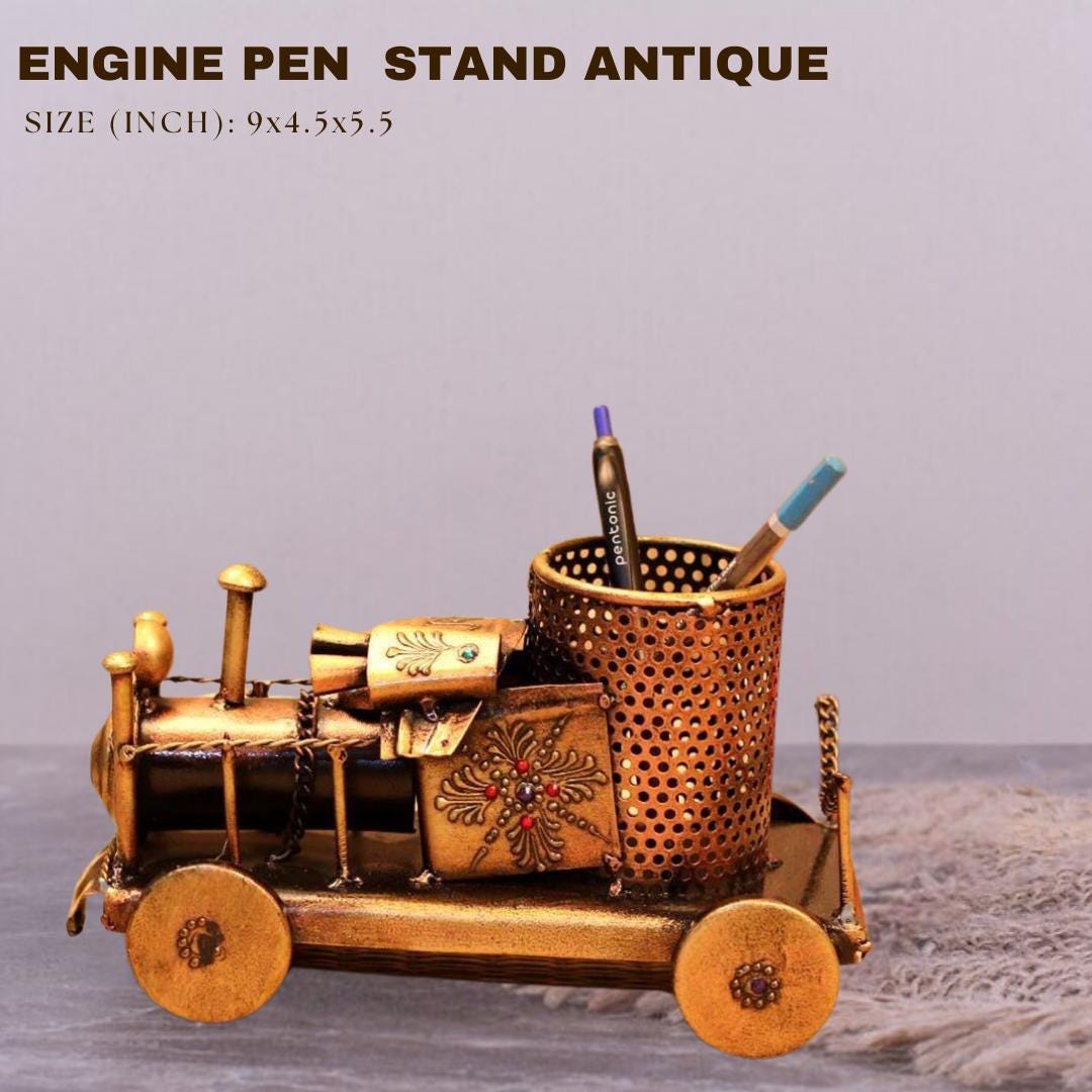 Handcrafted Train Engine Shape Decorative Pen Stand in Metal - Etsy