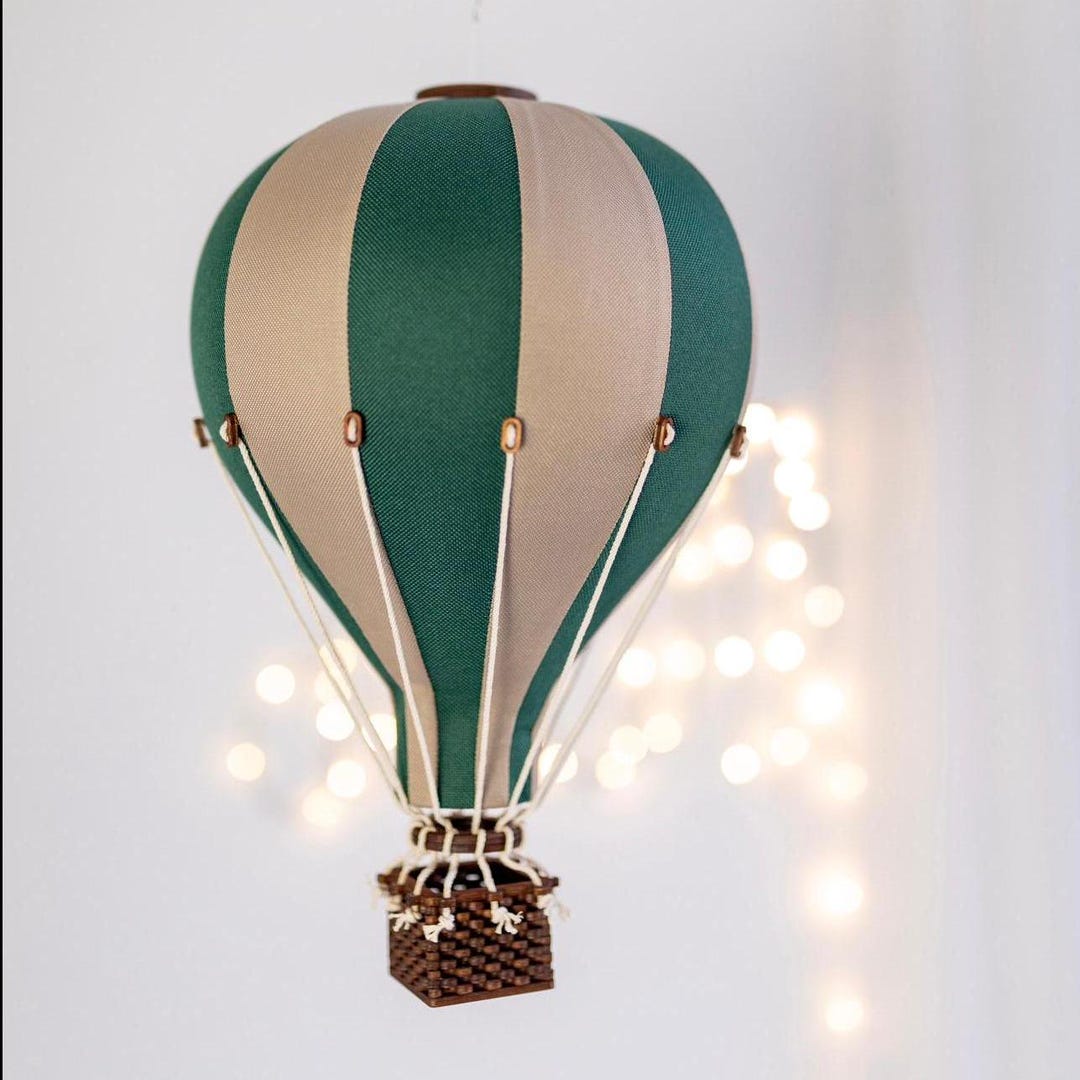 Personalized Deep Green - Beige Hot Air Balloon With Custom Letter ...