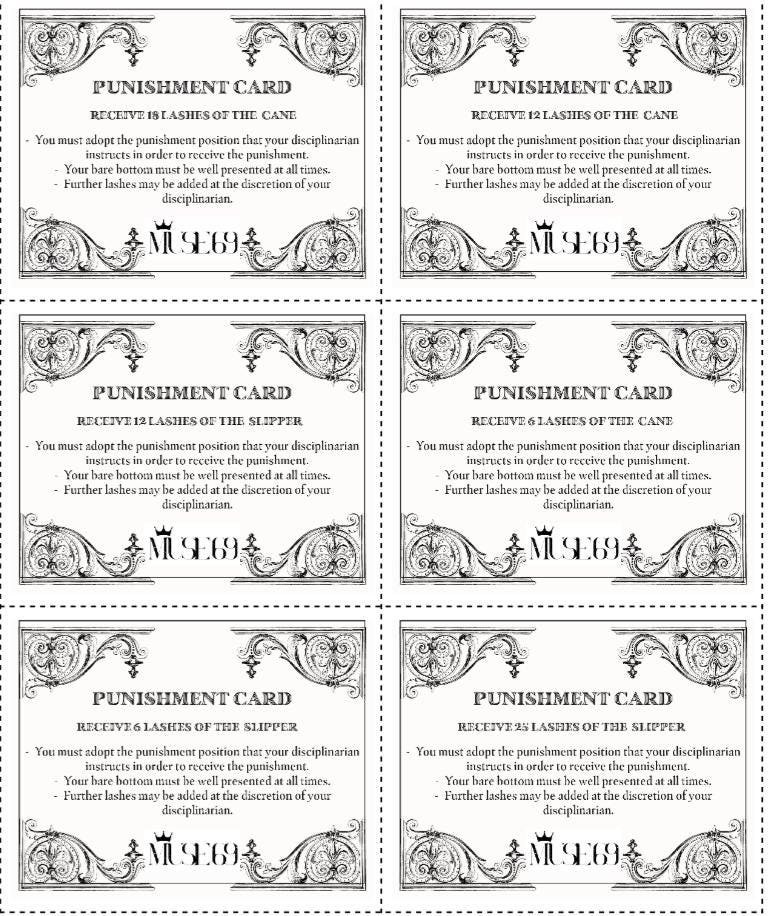 Domestic Discipline Luxury Punishment Cards - Printable Spanking Game ...