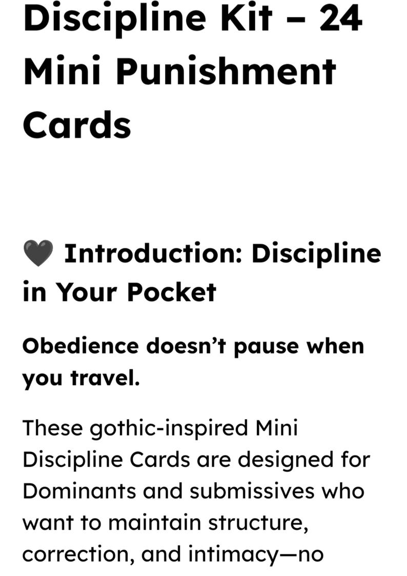 Gothic Discipline Card Deck | 24 Spanking & Ritual Punishment Cards ...