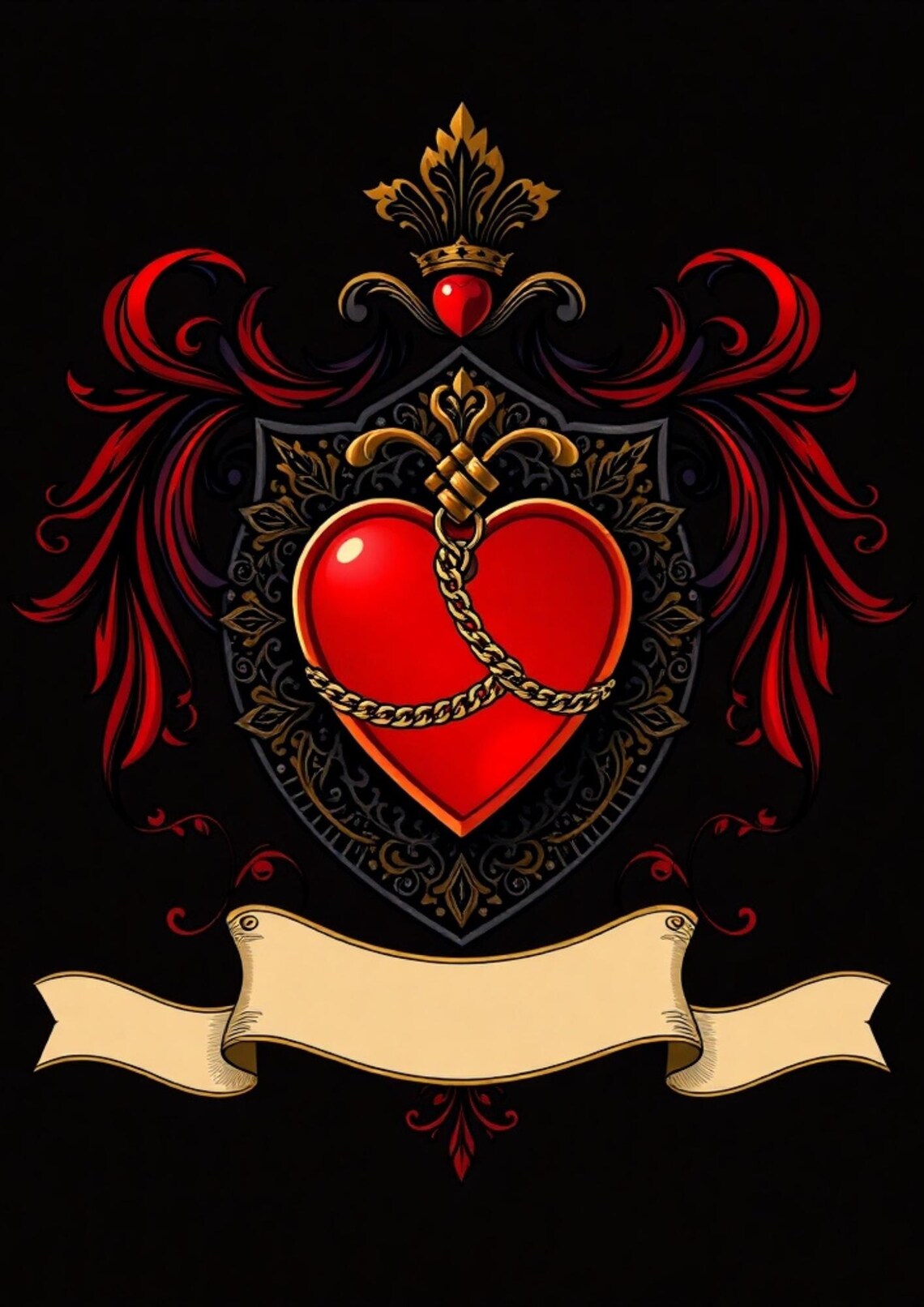 Custom Gothic Family Crest – Romantic Dark Baroque Coat of Arms ...