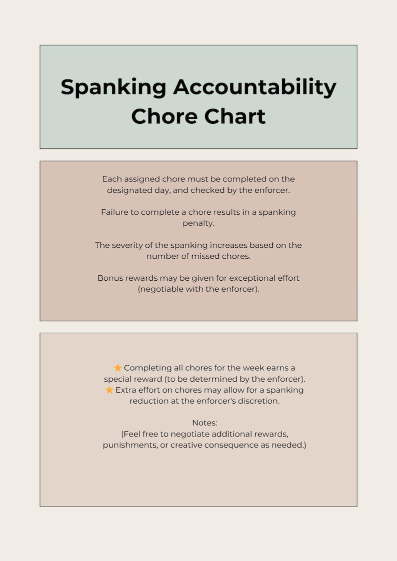 Spanking Chore Chart: A Fun & Sexy Accountability System for Naughty Partners Who Skip Their ...