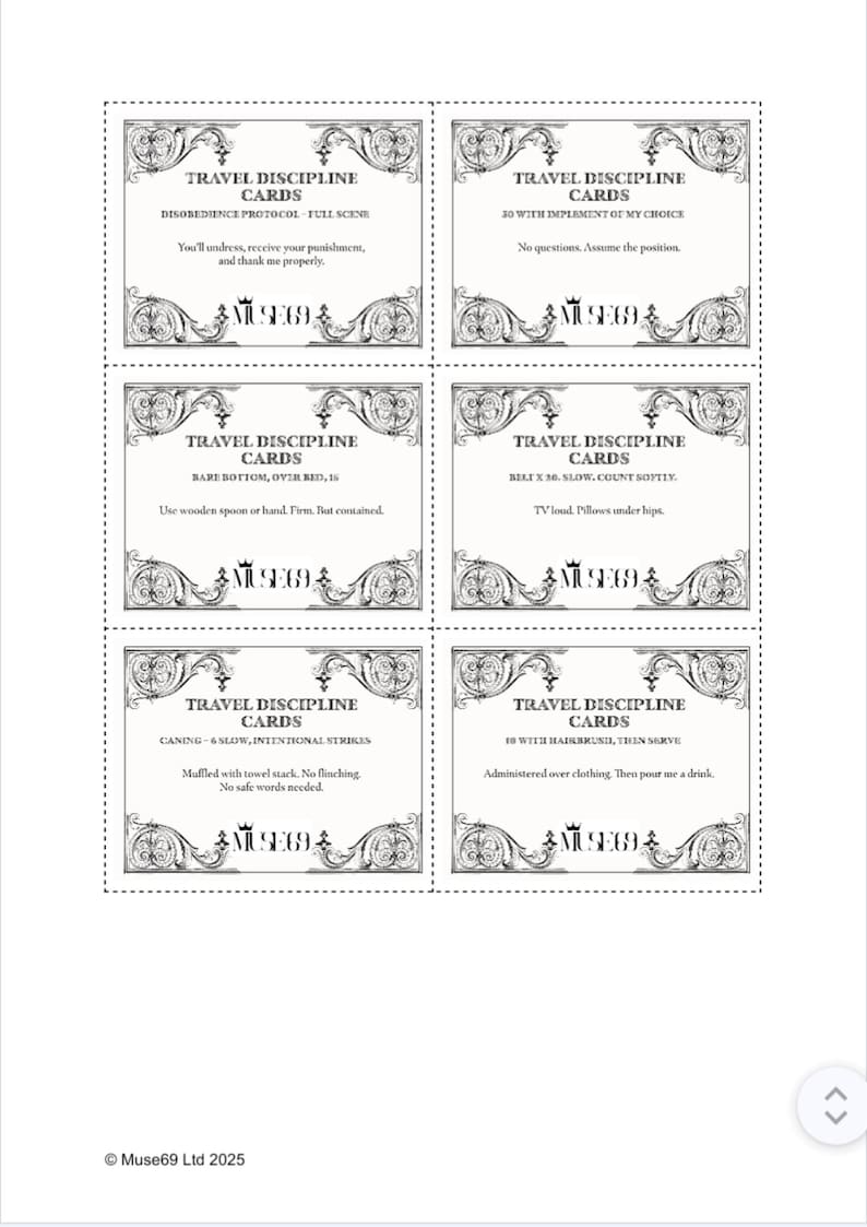 Gothic Discipline Card Deck | 24 Spanking & Ritual Punishment Cards ...