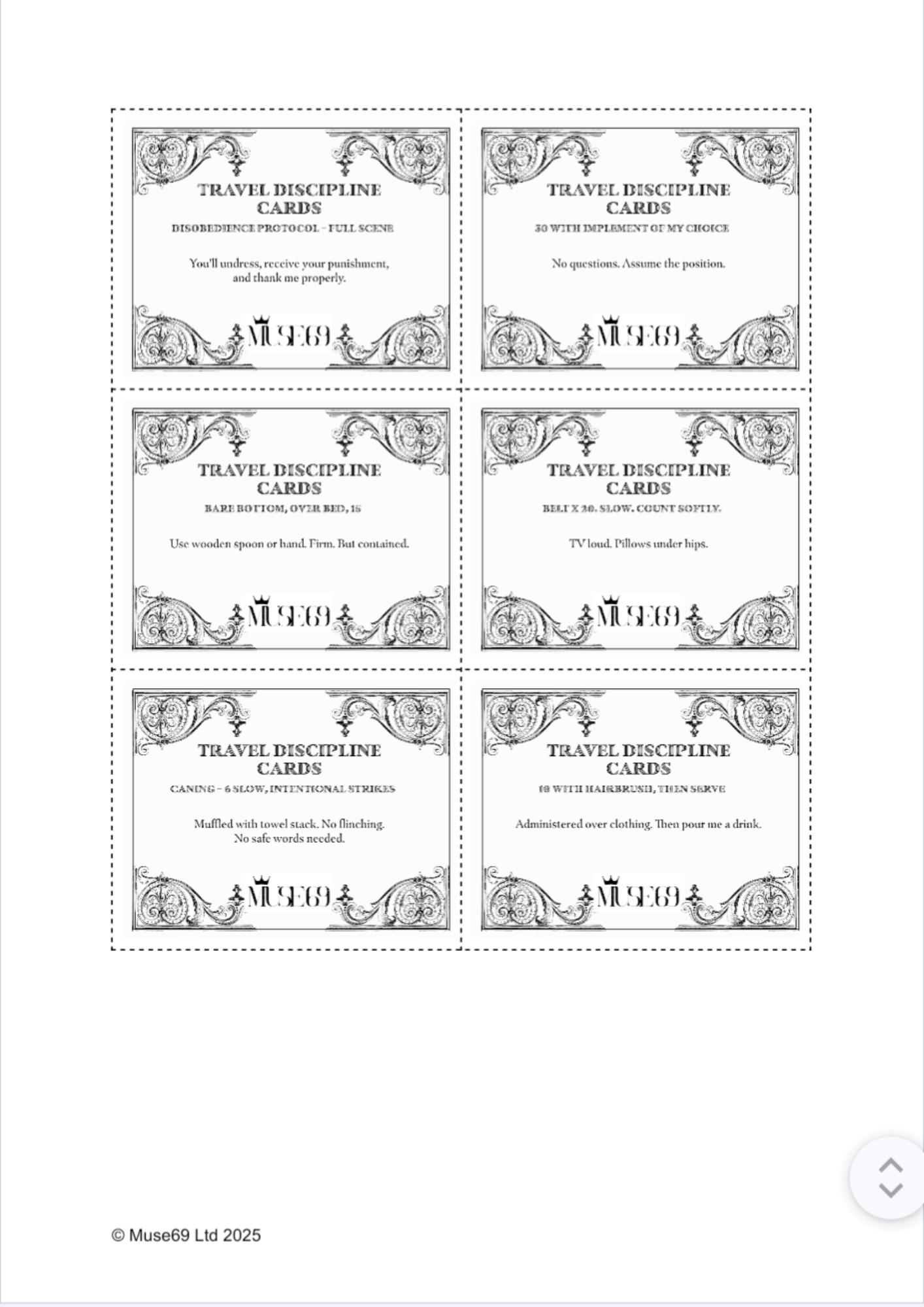 Gothic Discipline Card Deck | 24 Spanking & Ritual Punishment Cards ...