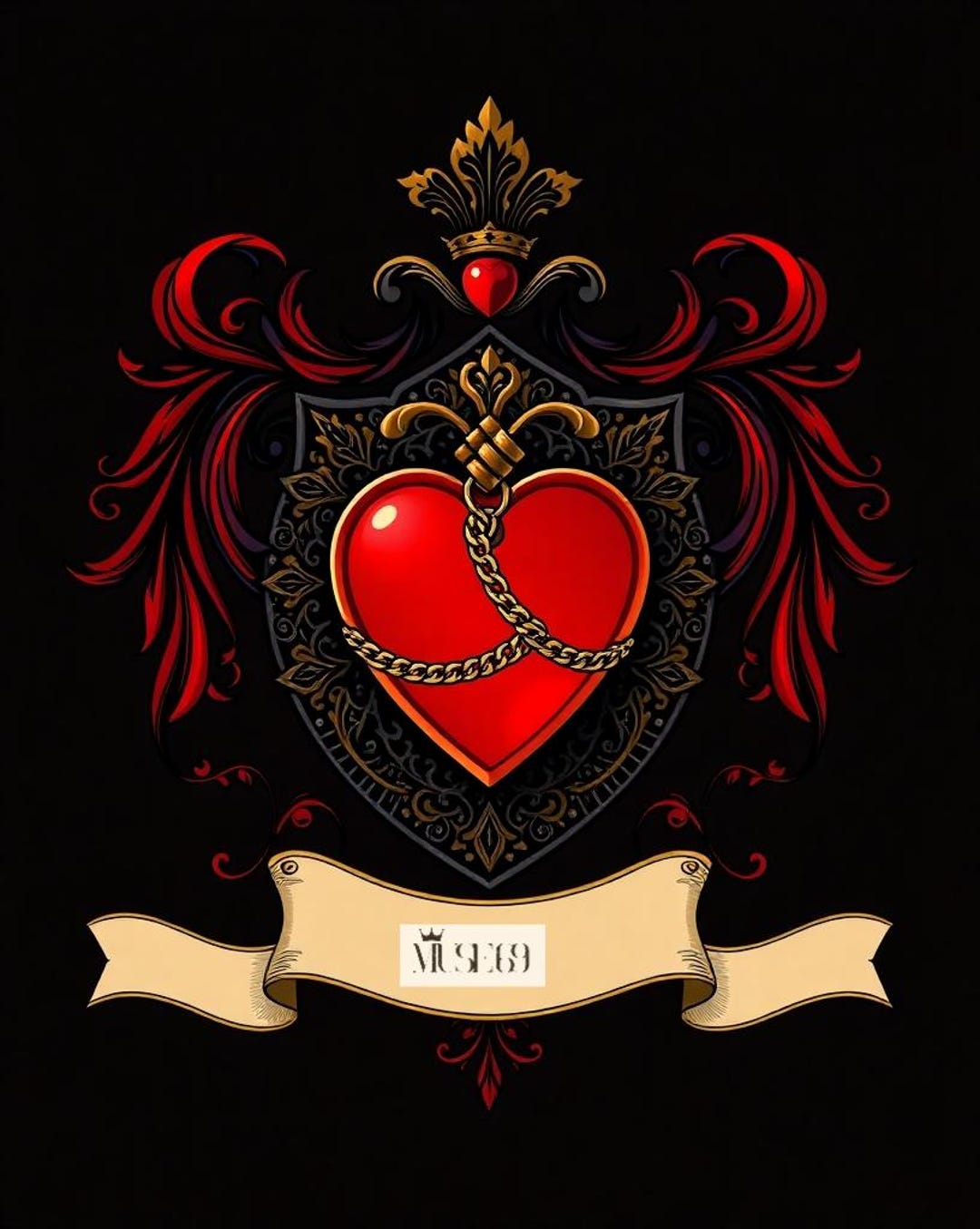 Custom Gothic Family Crest – Romantic Dark Baroque Coat of Arms ...