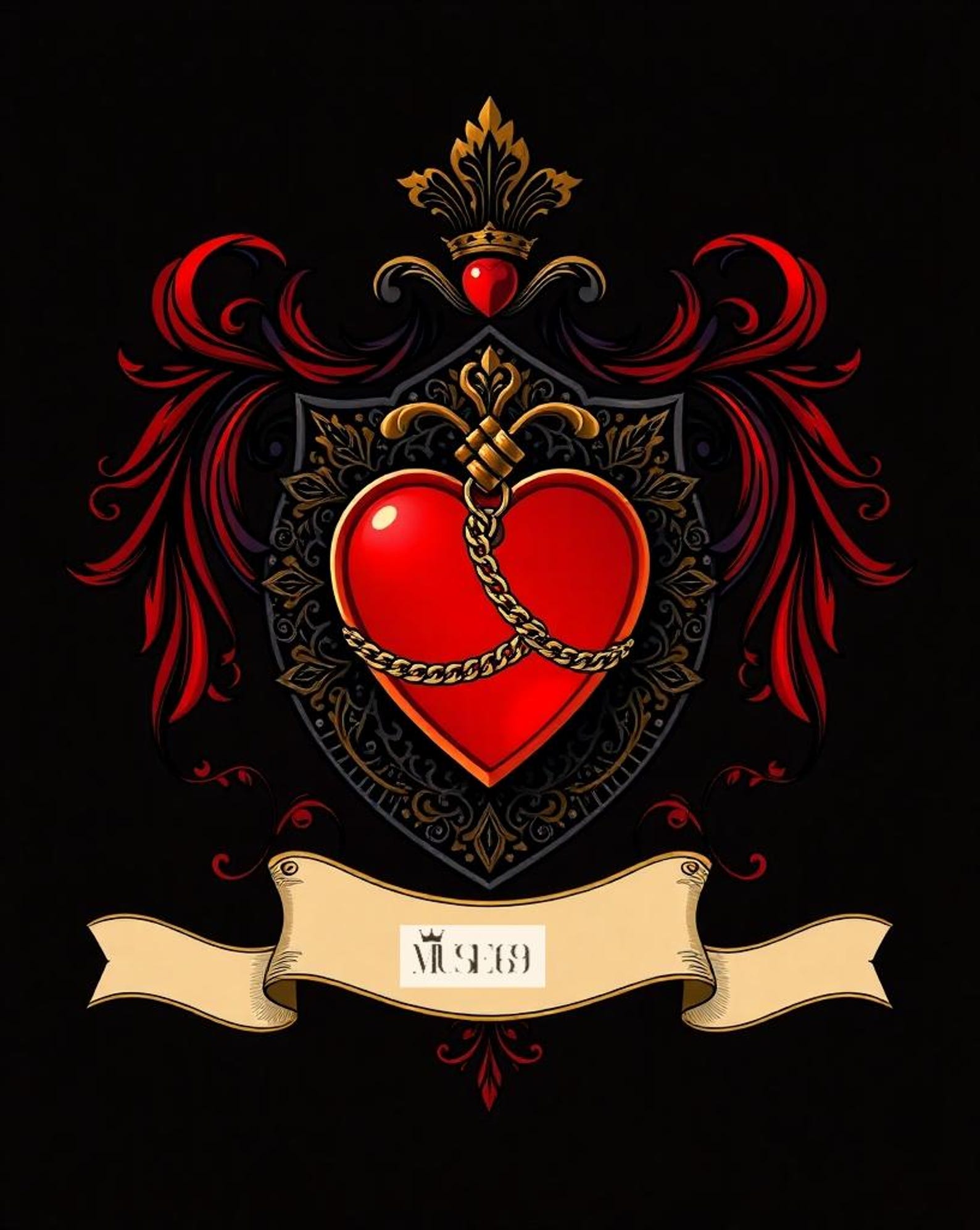 Custom Gothic Family Crest – Romantic Dark Baroque Coat of Arms ...