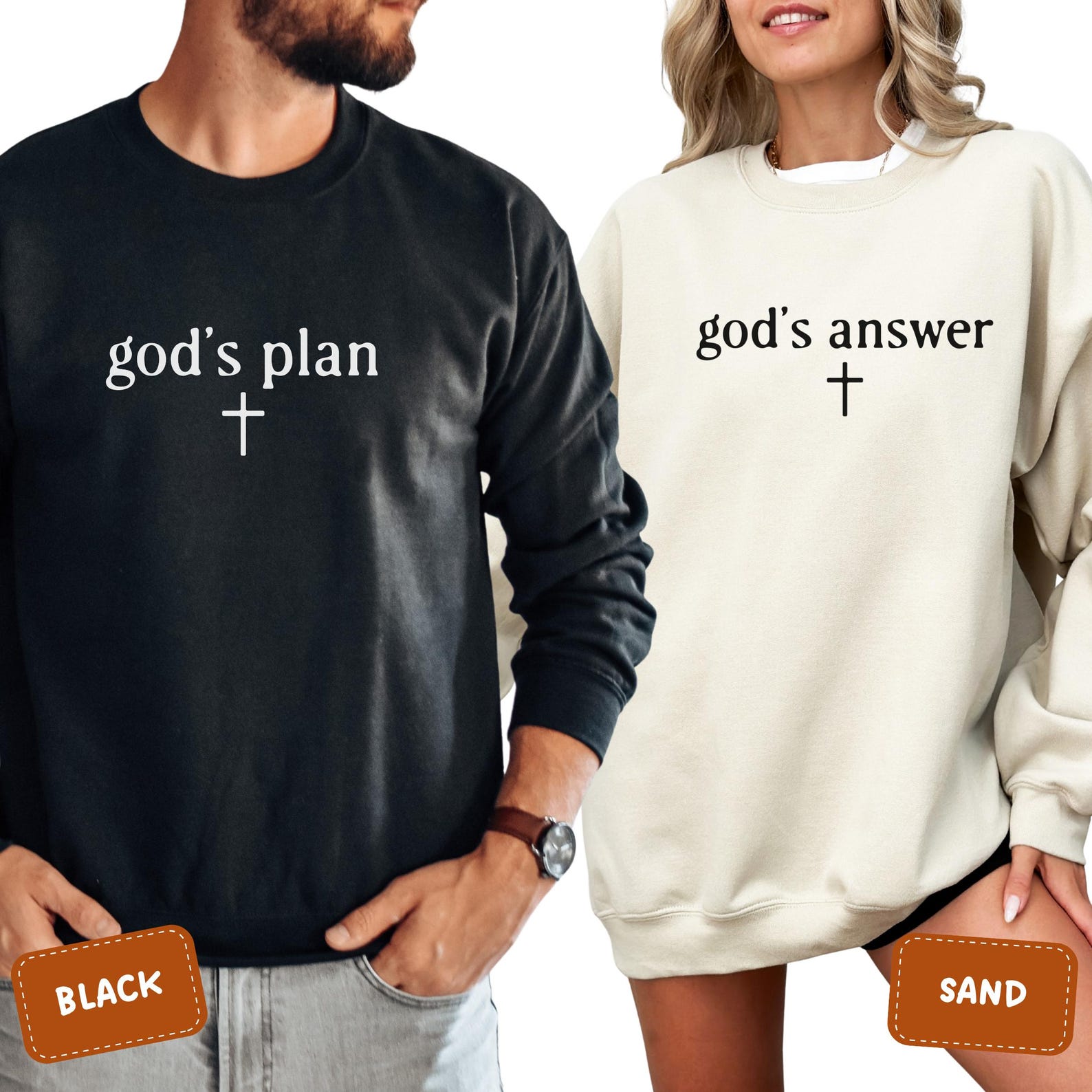 God's Plan God's Answer Matching Couple Engaged Christian Sweatshirt ...