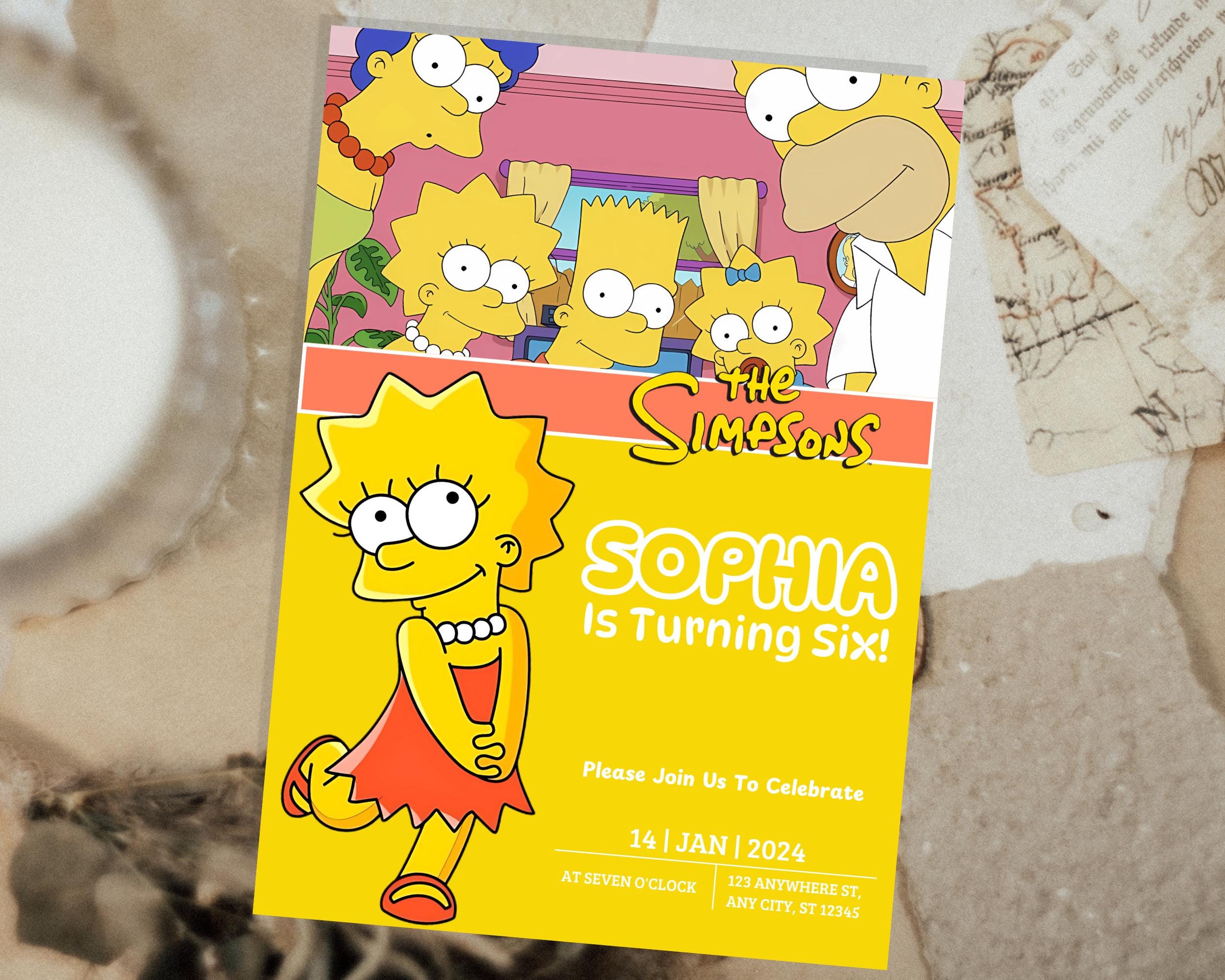 Birthday Invitation Simpsons Lisa Editable Template Digital Party ...