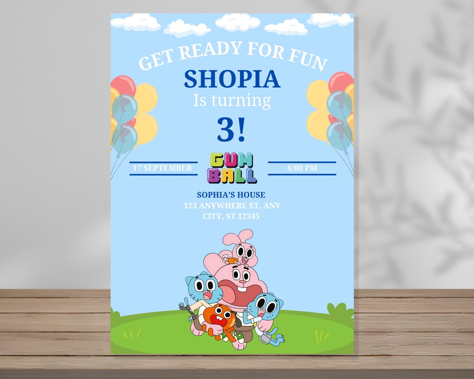 Custom Gumball Birthday Invitation Template for Boys Birthday ...