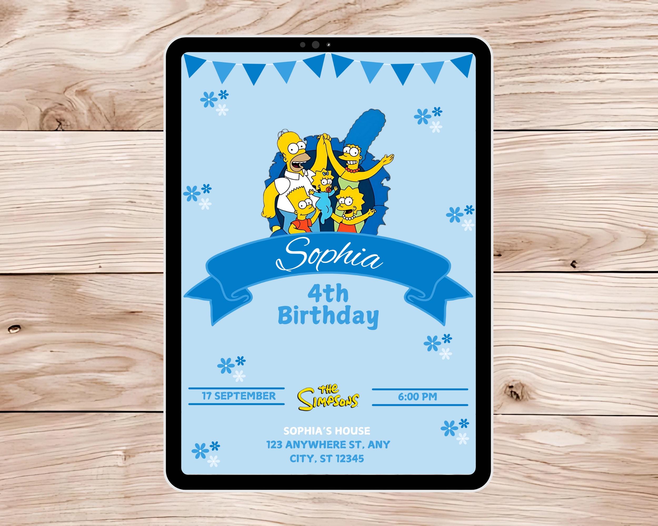 Editable Simpsons Birthday Invitations, Simpsons Invitation, Simpson ...