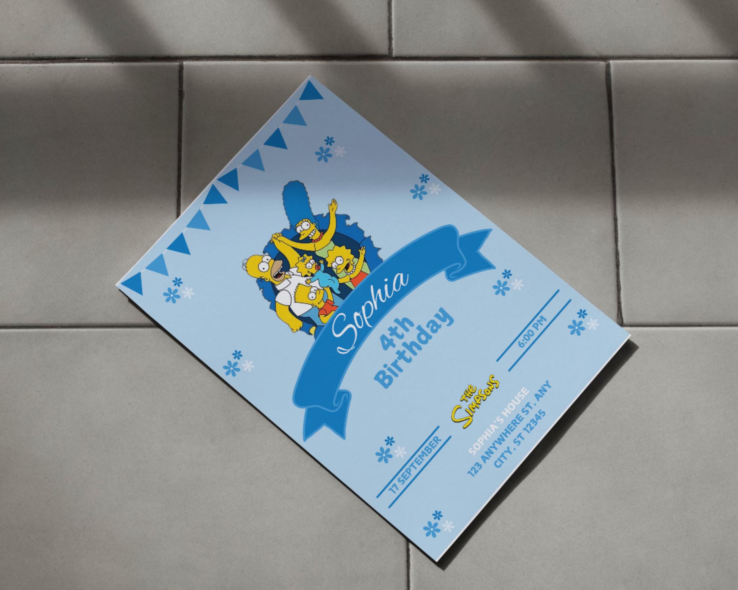 Editable Simpsons Birthday Invitations, Simpsons Invitation, Simpson ...