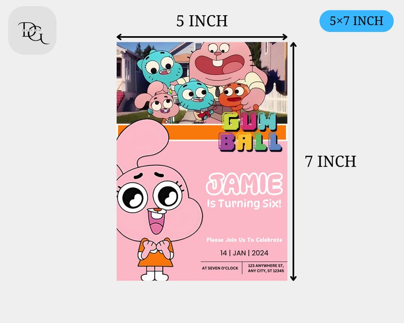 Birthday Invitation Gumball Editable Template Digital Party Invitation ...