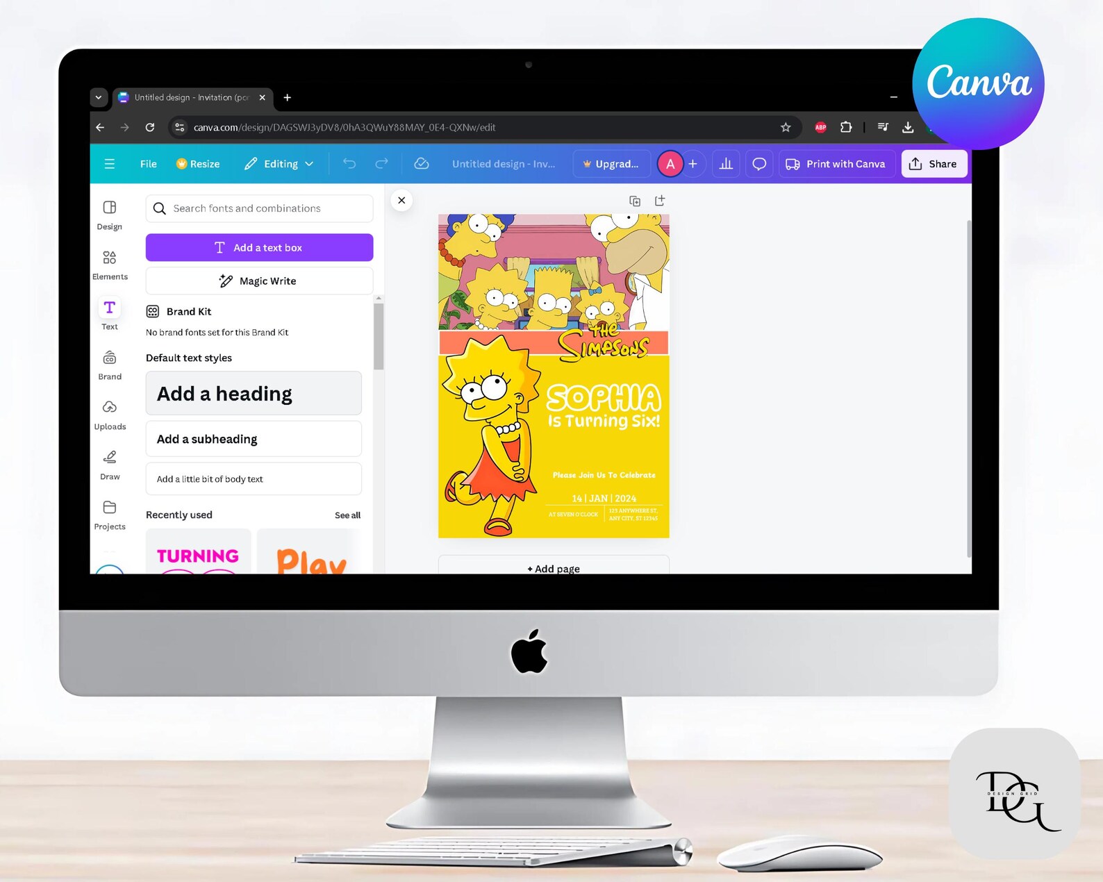 Birthday Invitation Simpsons Lisa Editable Template Digital Party ...