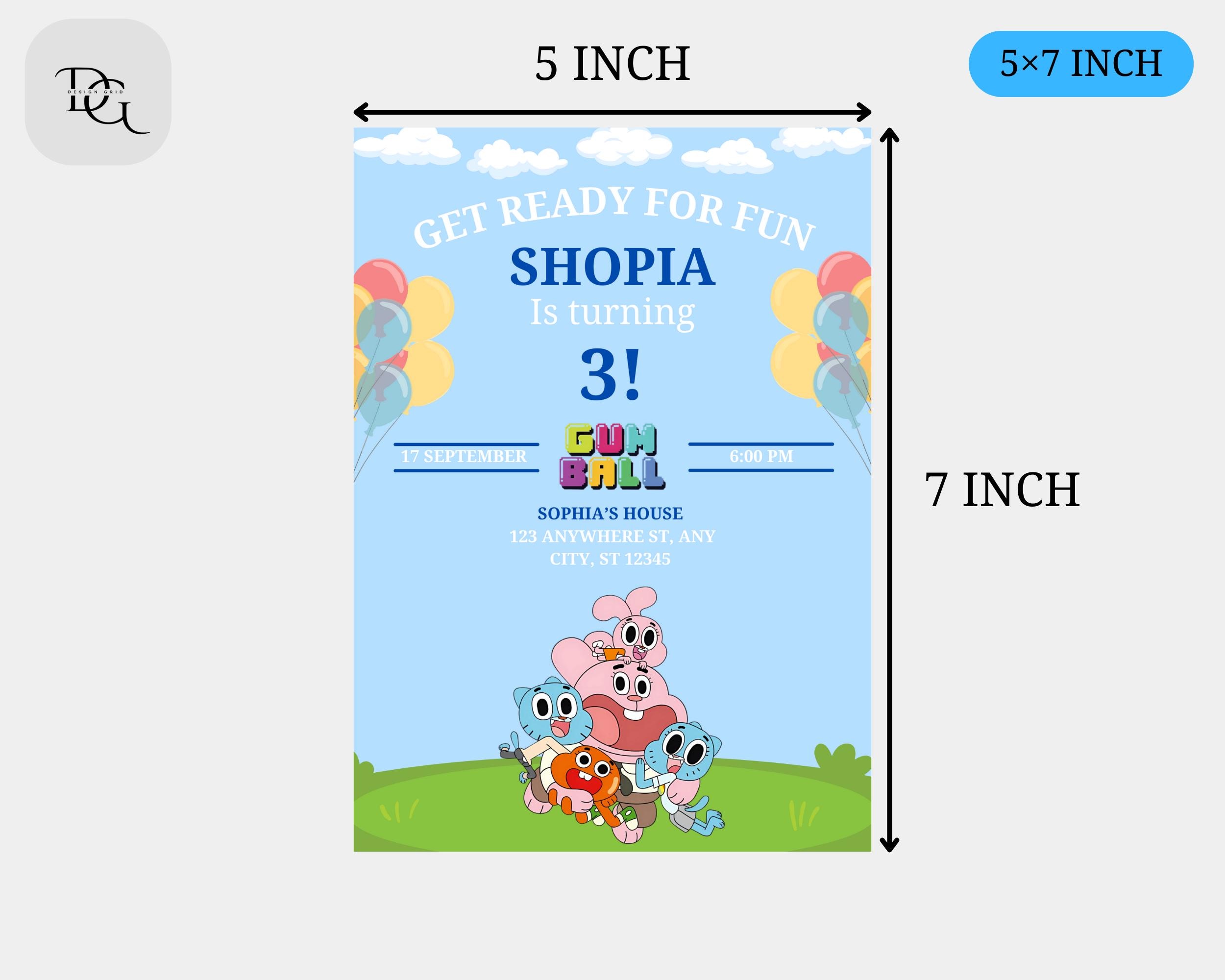 Custom Gumball Birthday Invitation Template for Boys Birthday ...