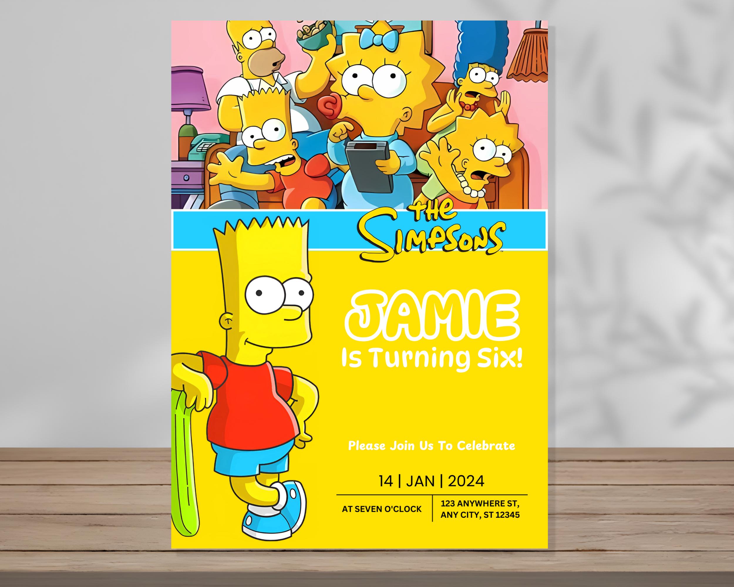 Birthday Invitation Simpsons Bart Editable Template Digital Party ...