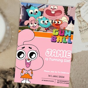 Birthday Invitation Gumball Editable Template Digital Party Invitation ...