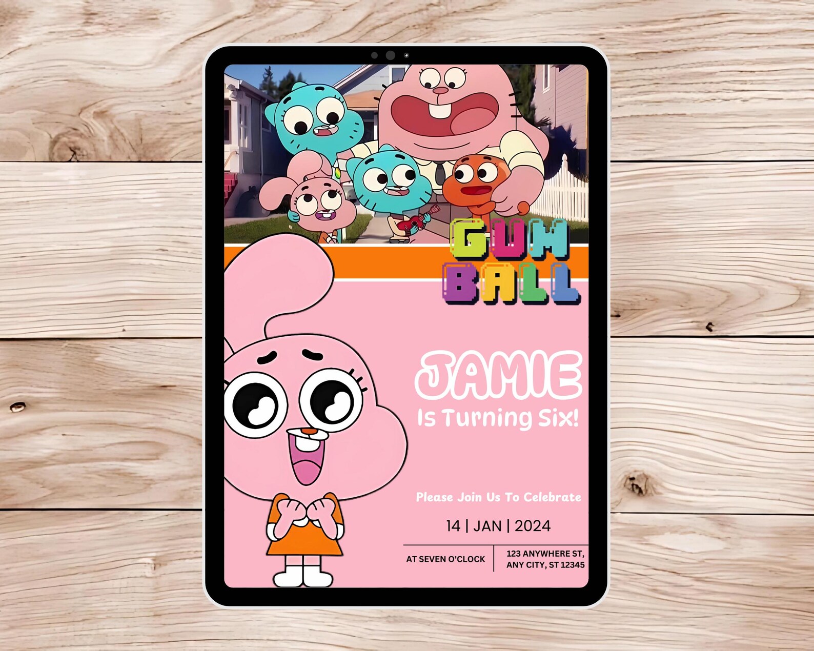 Birthday Invitation Gumball Editable Template Digital Party Invitation ...