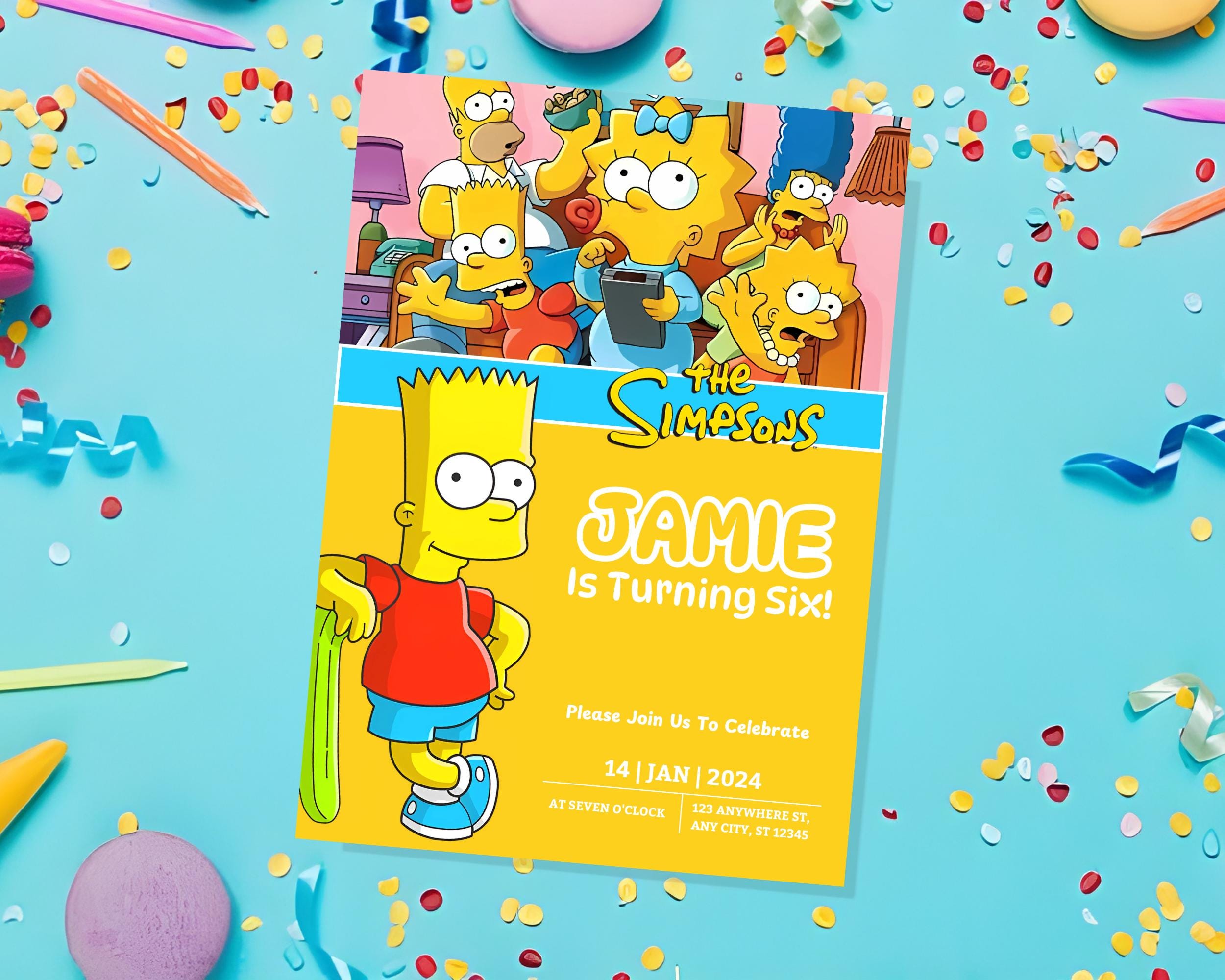 Birthday Invitation Simpsons Bart Editable Template Digital Party ...
