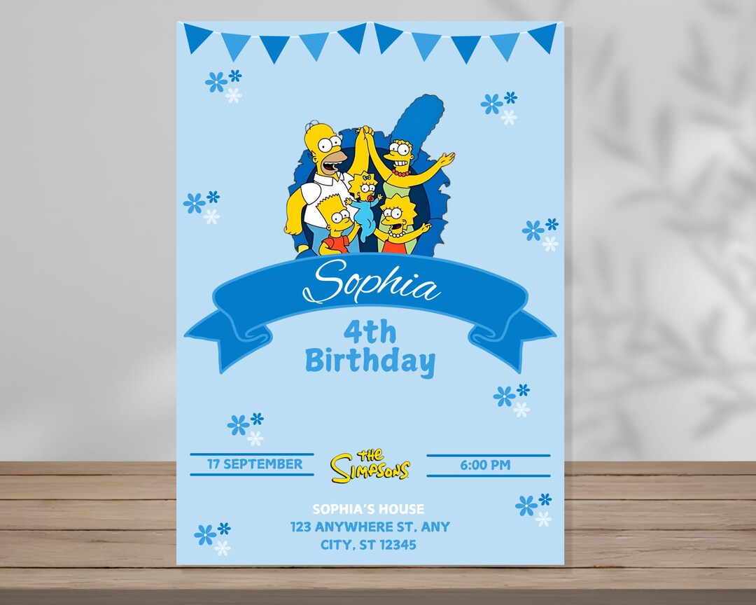 Editable Simpsons Birthday Invitations, Simpsons Invitation, Simpson ...
