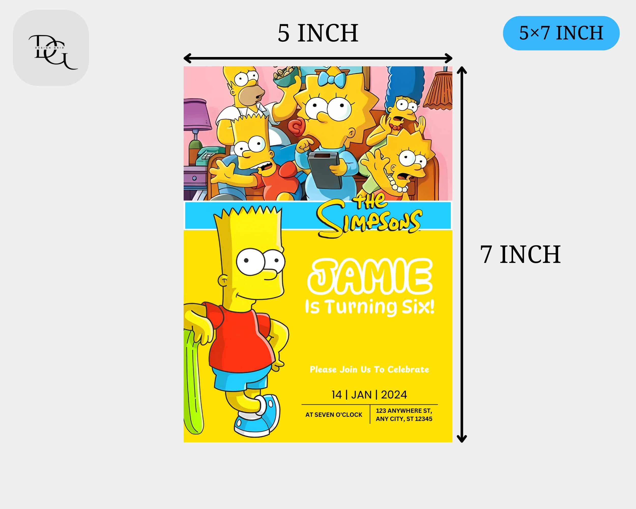 Birthday Invitation Simpsons Bart Editable Template Digital Party ...