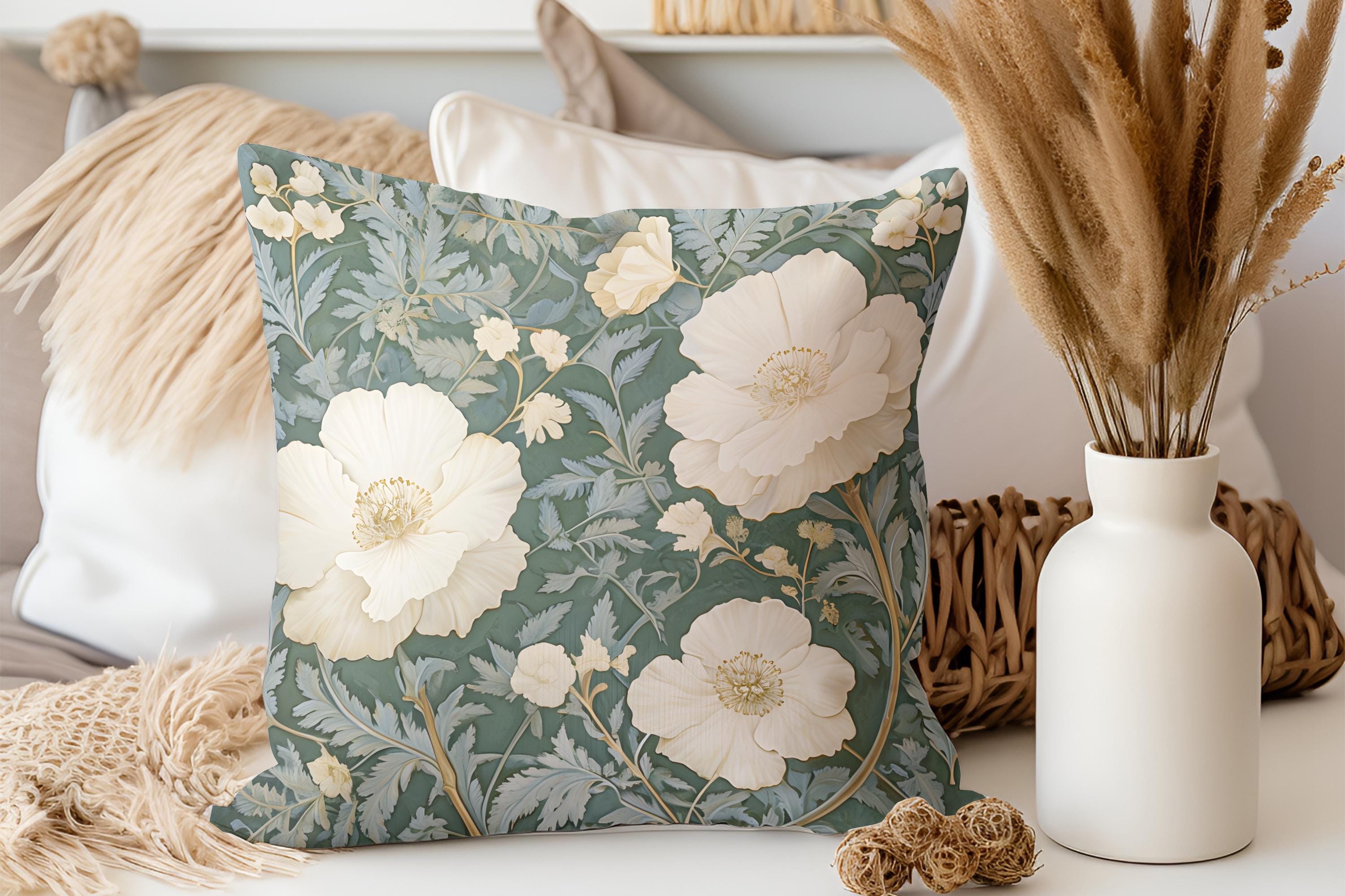 William Morris Inspired Floral Throw Pillow Cover, Vintage Botanical ...