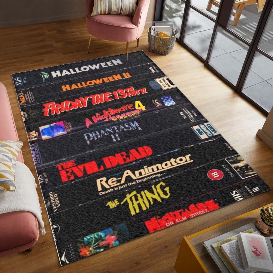 Horror Movie VHS Rug, Retro Horror Fan Gift, Halloween Home Decor ...