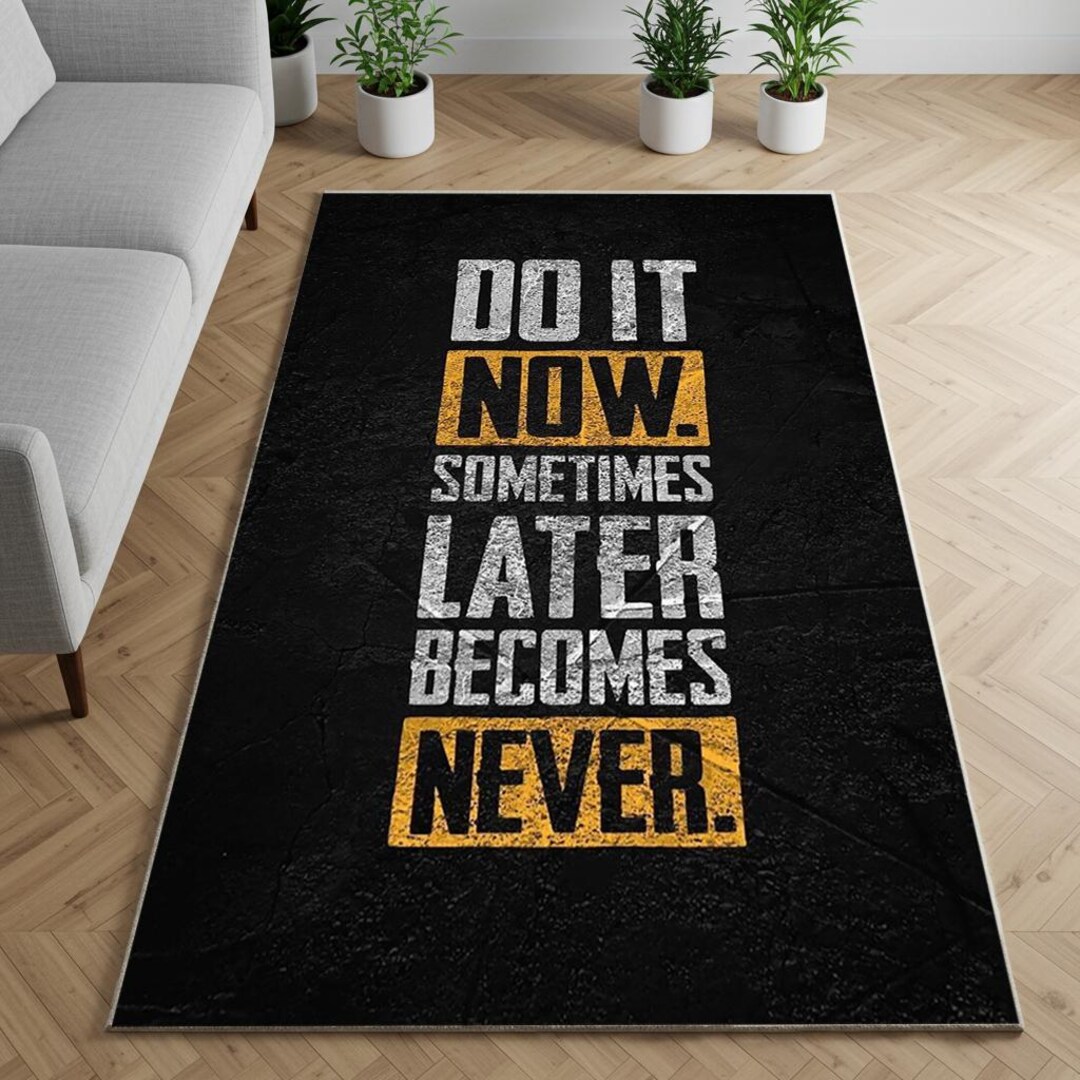 Motivational Quote Rug, Do It Now Printed Floor Mat, Anti-slip Washable ...