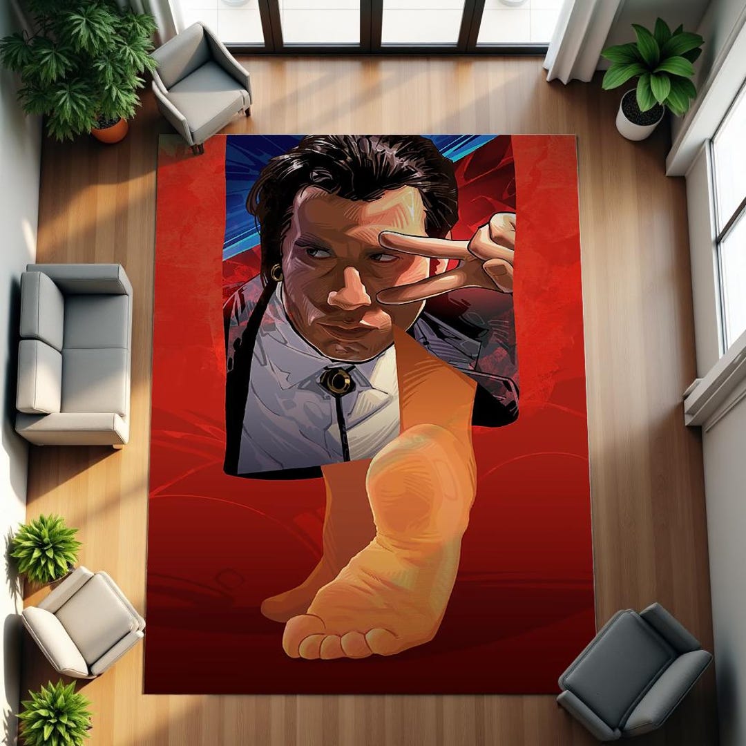 Vincent Peace Sign Rug – Cult Film Art Carpet, Red Pop Style Washable ...