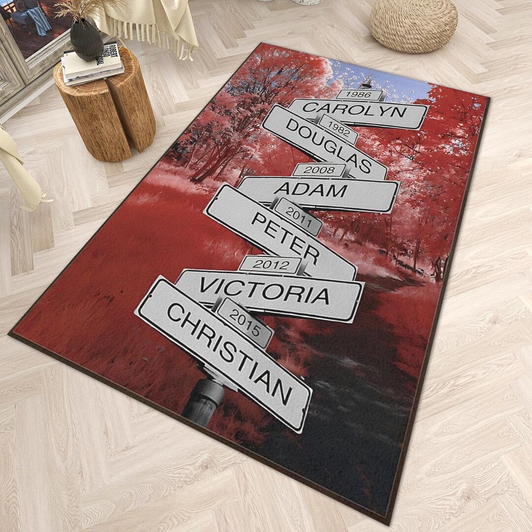 Custom Family Name Rug With Personalized Street Sign Design, Soft Non ...