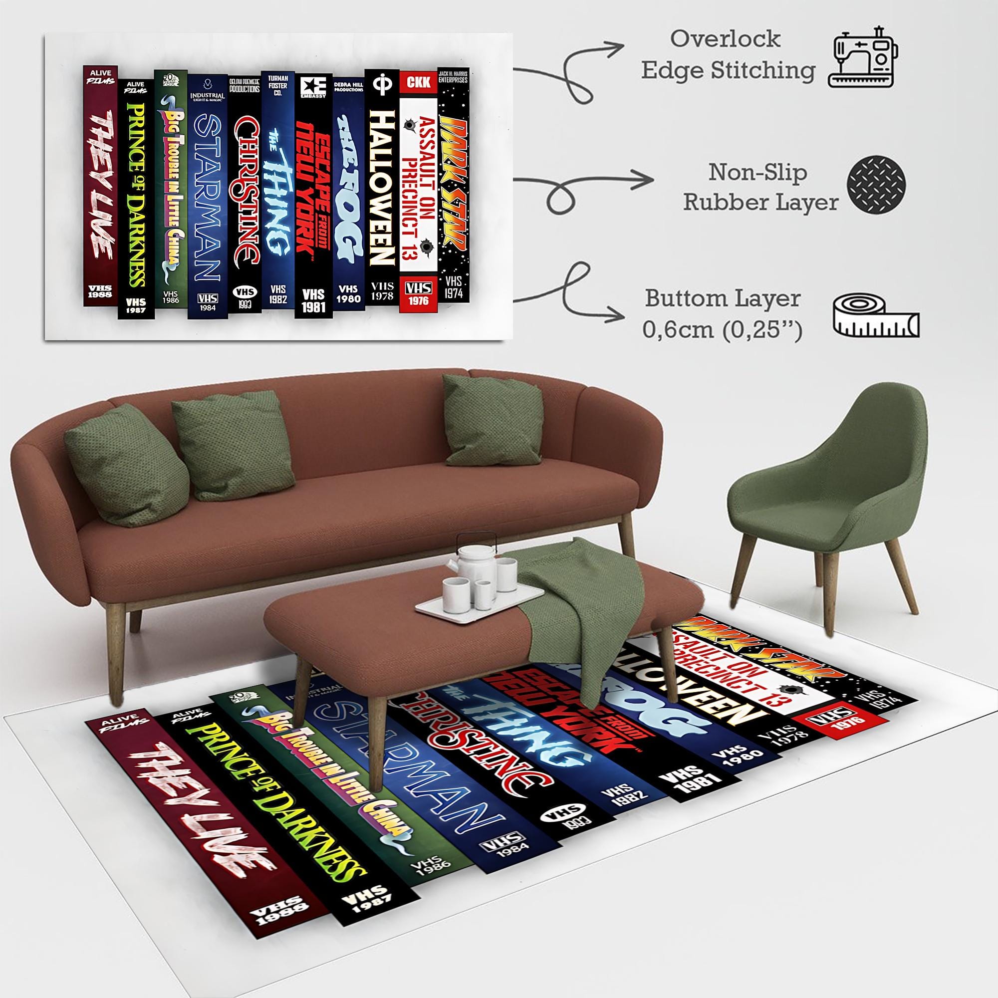 80s Horror VHS Rug - Retro Horror Movie Stack Area Rug, John Carpenter ...