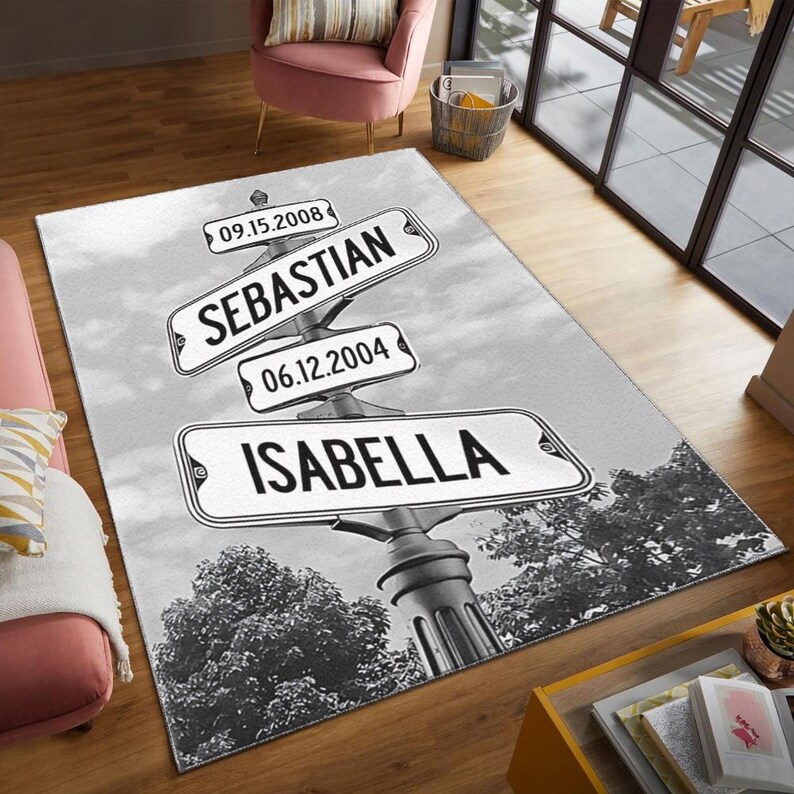 Custom Street Sign Rug: Personalized Name Velvet Area Rug - Etsy