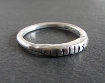 Rustic Stackable Ring in Sterling Silver / Artisan Ring / - Etsy