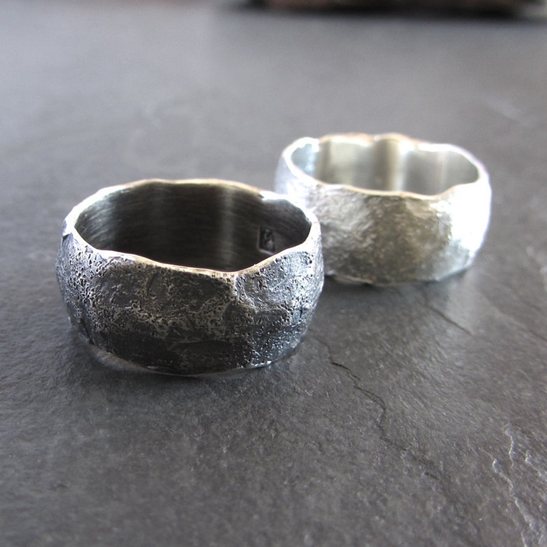 Rough Textured Sterling Silver Ring Band / Unisex Ring / Artisan Ring ...