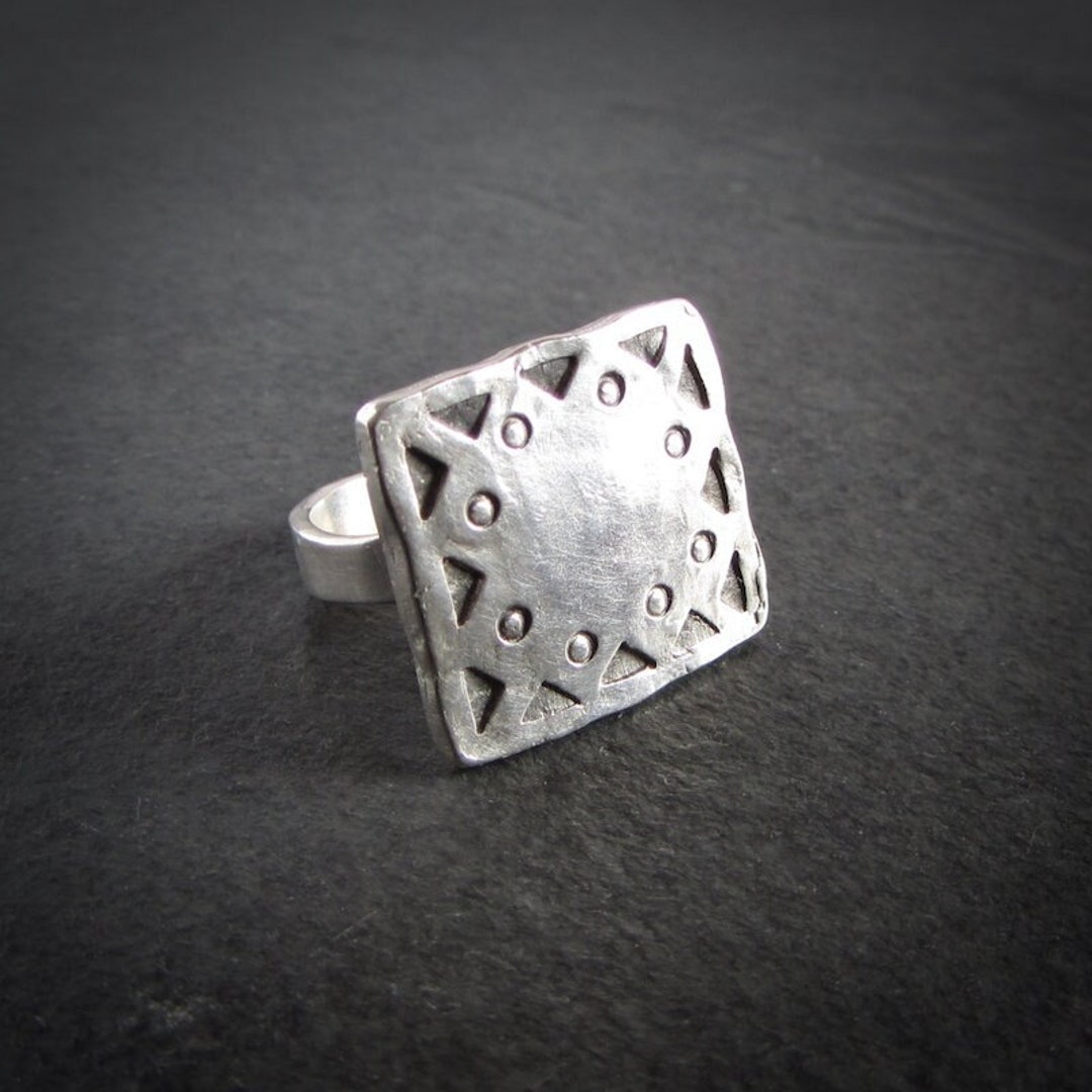 Chunky Sterling Silver Statement Ring / Size 7 / Rustic Ring ...